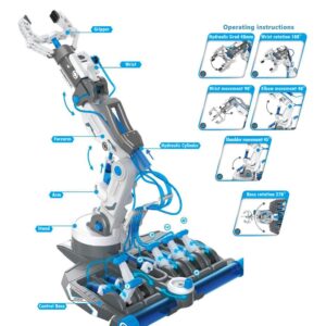 Stem Toys, Hydrobot Arm Kit, Robotic Arm, Engineering Kit, Robot Kit, Science Kits for Kids, Stem Projects for Kids Ages 8-12 (Blue)