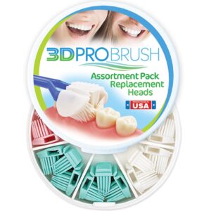 3d pro brush | 3-sided toothbrush | 7-pack replacement heads | 3x triple clean + soft gum massage| built-in tongue scraper | sustainable eco-friendly design | kids adults braces travel | made in usa