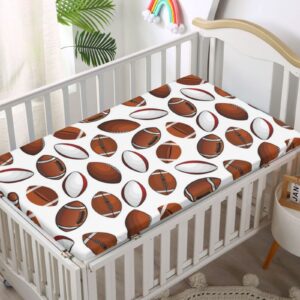 American Football Themed Fitted Mini Crib Sheets,Portable Mini Crib Sheets Ultra Soft Material -Baby Sheet for Boys Girls,24 x 38 Inch,Caramel White Ruby