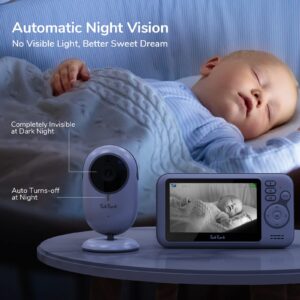 TakTark Baby Monitors with Camera and Audio, 4.3 inches, No Wi-Fi, 2 Way Audio, Night Vision, Digital Zoom, VOX Power Saving, Room Temperature, Ideal for New Parents