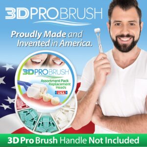 3D PRO BRUSH | 3-Sided Toothbrush | 7-Pack Replacement Heads | 3X Triple Clean + Soft Gum Massage| Built-In Tongue Scraper | Sustainable Eco-Friendly Design | Kids Adults Braces Travel | MADE IN USA