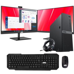 computer desktop pc mtg aurora - intel core i7 4th gen, 16gb ram ddr4, 1tb nvme, mtg dual 24 inch monitor, mtg wireless keyboard mouse, rgb headphone, webcam, win 10 home