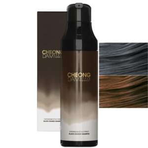 cheongdam style forest black change shampoo, semi permanent hair color korean hair dye darkening grey hair dye coverage volume shampoo, peptide ceramide hyaluronic acid paraben free 6.7oz (brown)