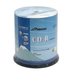 prodisc cd-r 700mb 52x white inkjet hub printable recordable media disc - 100 discs (japanese limited edition) blank cds, cd-r discs for music and data, writable cdr, 100 pack