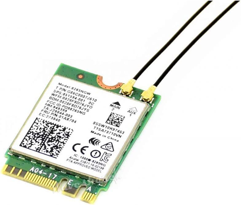 WayPonDEV Dual Band Wireless-AC 8265 Network Card NIC Module M.2 Form Factor for N-VI-Dia Jetson Nano Supports 2.4GHz/5GHz Dual Band WiFi and Bluetooth 4.2