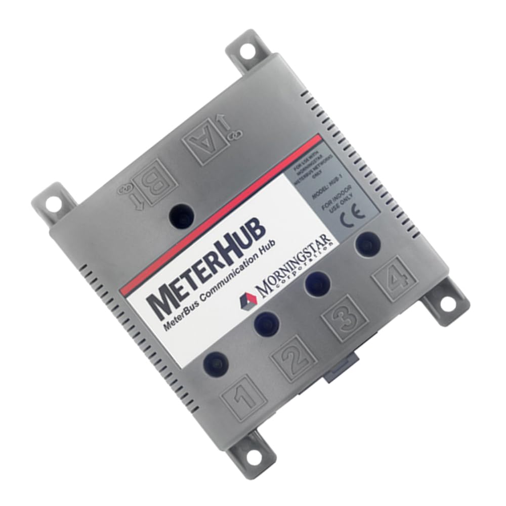 Morningstar MeterHub (HUB-1) - Enables up to 15 Morningstar Products, Meters, and Accessories to Connect Over a Single MeterBus Network - Wall or DIN Rail Mounting, Features 5 Status LED Indicators