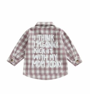 toddler baby boy girl plaid top button down flannel shirts fall winter outfits for kids (pink kick, 1-2 t)