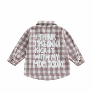 Toddler Baby Boy Girl Plaid Top Button Down Flannel Shirts Fall Winter Outfits for Kids (pink kick, 1-2 T)