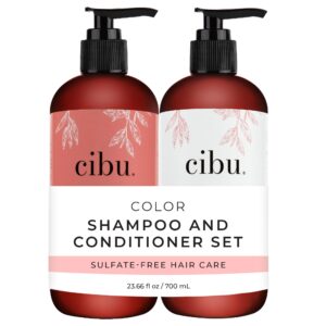 cibu color shampoo and conditioner bundle for dry, color-treated hair | gently hydrates and strengthens strands | protects color and revitalizes hair and scalp | fresh scent | 11.83oz pack of 2