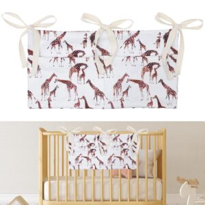 winmany baby crib organizer cot caddy bed storage bag 2 pockets bedside hanging diaper nursery organizer for diapers toys clothing (giraffe)