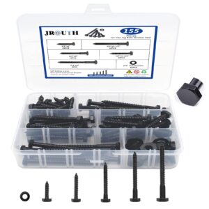 1/4 hex lag bolts 1" 1-1/2" 2" 2-1/2" 3", jrouth 155pcs black oxidized, hex lag screws heavy duty wood screws washers assortment kit stainless steel 18-8 (304)