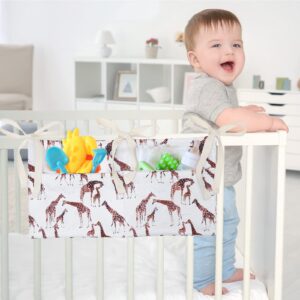 Winmany Baby Crib Organizer Cot Caddy Bed Storage Bag 2 Pockets Bedside Hanging Diaper Nursery Organizer for Diapers Toys Clothing (Giraffe)