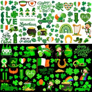 238 pcs st. patrick's day temporary tattoos glow in the dark tattoo stickers st patrick's green shamrock face tattoos st patrick's day accessories for kids adults irish parade party favor decorations