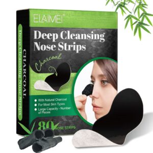 nifeishi unscented deep cleansing charcoal pore strips, 80 count, removes blackheads, tightens pores, for face and nose