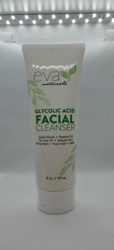 Eva Naturals Glycolic Acid Face Wash - Glycolic Acid Cleanser for Face - Glycolic Acid Wash - Glycolic Face Wash - Glycolic Cleanser for Face for Wrinkles & Fine Lines, Blackheads & Acne (6 Fl Oz)