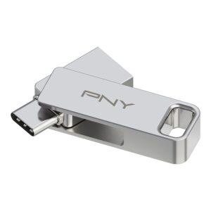 pny 256gb duo link usb 3.2 type-c dual flash drive for android devices and computers - external mobile storage for photos, videos, and more - 200mb/s,silver