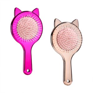 detangling hair brush air cushion comb oneleaf cute cat ear shape for curly, thick, natural, straight, fine, wet or dry hair for women, kids and toddlers-pain free(ombre-2pcs)