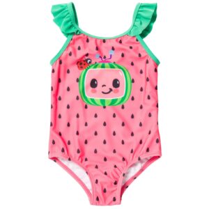 cocomelon infant baby girls one piece bathing suit red 24 months