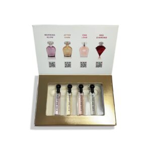 eye of love - sample set with 2ml perfumes morning glow. after dark. one love. matchmaker red diamond to attract men