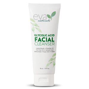 eva naturals glycolic acid face wash - glycolic acid cleanser for face - glycolic acid wash - glycolic face wash - glycolic cleanser for face for wrinkles & fine lines, blackheads & acne (6 fl oz)