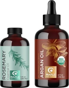 organic hair growth treatment set - moroccan argan oil, rosemary essential oil, and pure hair oils for hair growth