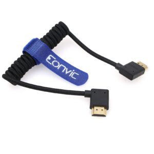 eonvic 2.1 hdmi coiled cable 8k hdmi to hdmi cable high speed thin hdmi male to male extender braided coiled cable for atomos ninja v, sony a7siii, portkeys bm5 monitor