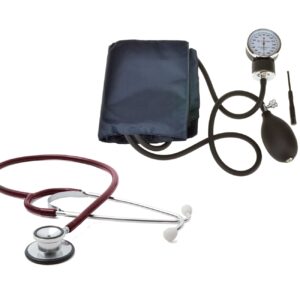 Dealmed Blood Pressure Monitor and Stethoscope Bundle | Includes (1) Arm Blood Pressure Monitor with Adult Cuff (Black) and (1) Dual-Head Stethoscope (Burgundy)