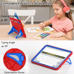 Case for iPad 10th Generation Case iPad 10.9 Case 2022 New iPad 10th Gen Case for Kids 10.9 Inch Shockproof Protective Cover with Pencil Holder & Shoulder Strap & Kickstand for Kids Children -Red Blue