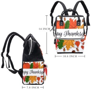 Happy Thanksgiving Day Harvest Pumpkin and Crops Diaper Bag Backpack Baby Nappy Changing Bags Multi Function Large Capacity Travel Bag