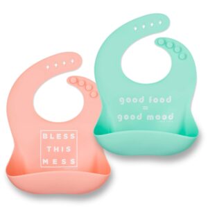 Simka Rose Starting Solids Foodie Gift Pack - Silicone Baby Spoons, Soft Bibs, Baby Food Freezer Tray & Suction Bowl and Spoon set - Baby Necessities Must Have First Time Mom