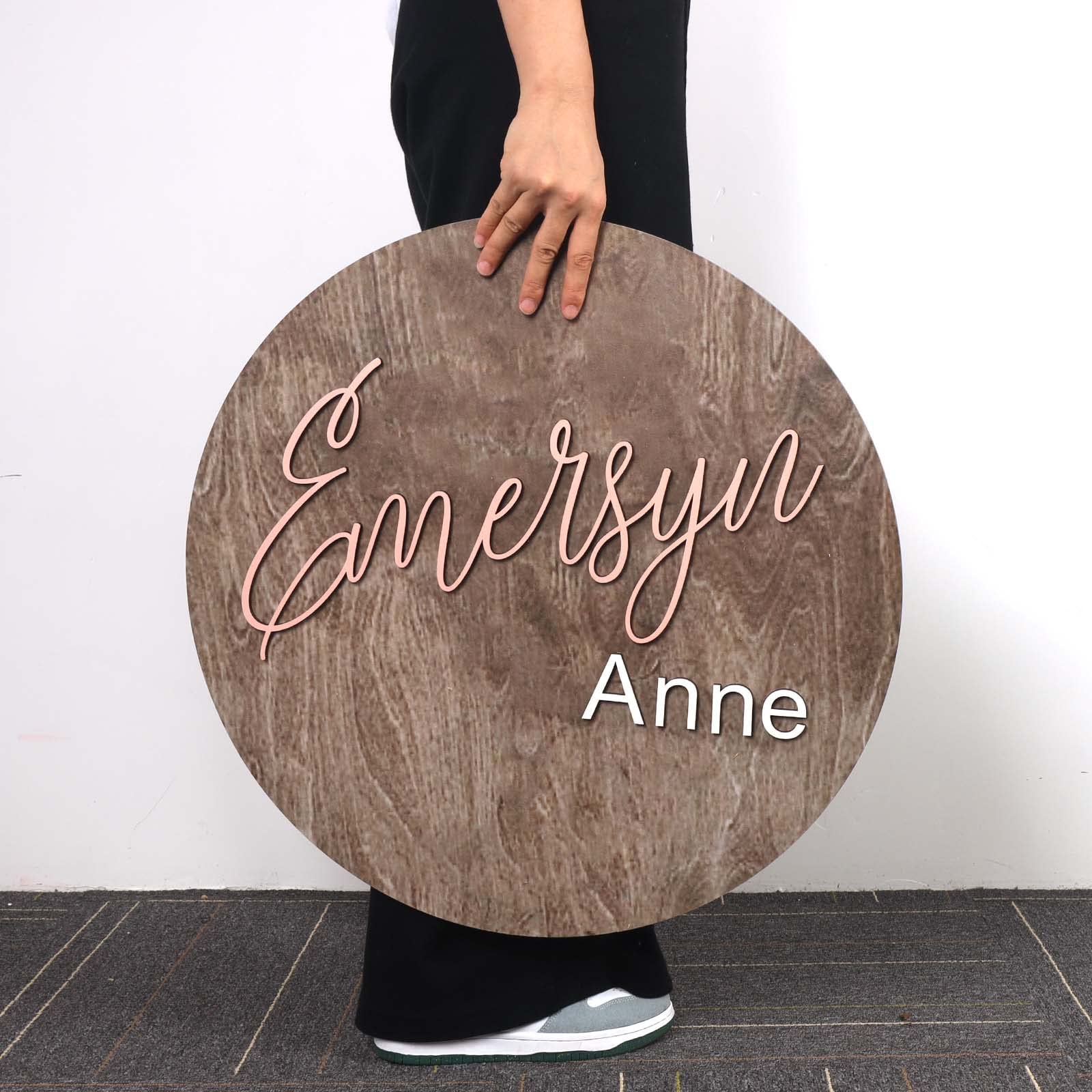 Personalized Wooden Wall Plaque, Custom Round Nursery Name Sign, 8" 12" 18" 20" 24" 30" 3D Wall Art for Children & Kids Rooms, Baby Shower, Wood Family Name Sign Home & Bedroom Decor