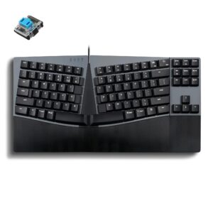 perixx periboard-335bl wired ergonomic mechanical compact keyboard - low-profile blue clicky switches - programmable feature with macro keys - compatible with windows and mac os x - us english