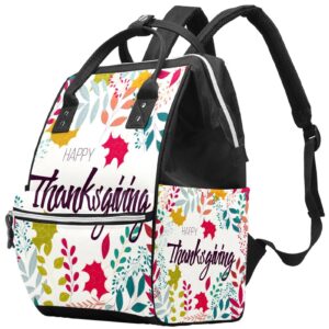 happy thanksgiving colorful leaves card diaper bag backpack baby nappy changing bags multi function large capacity travel bag