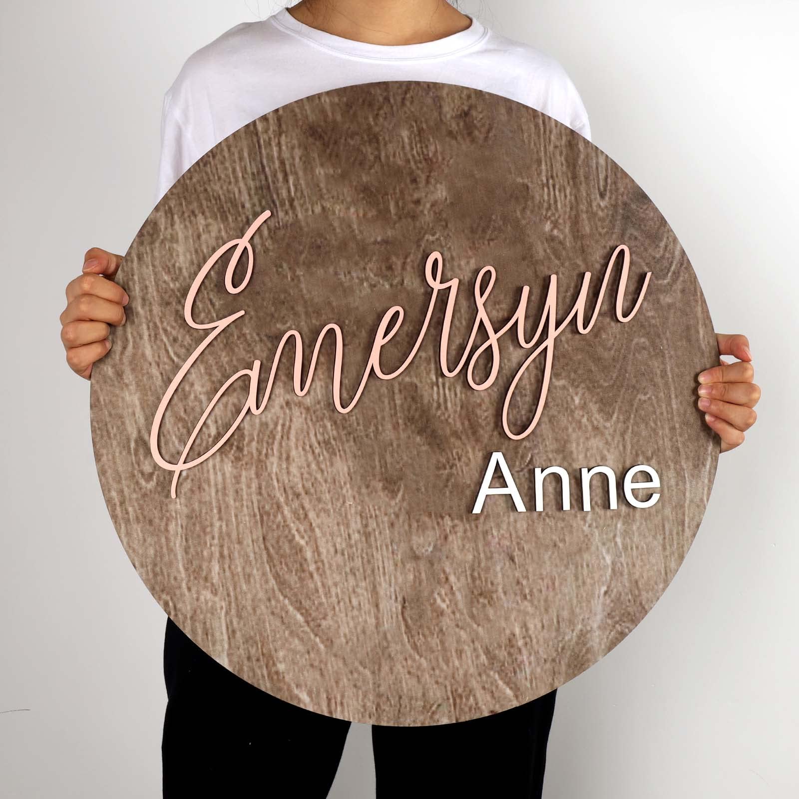 Personalized Wooden Wall Plaque, Custom Round Nursery Name Sign, 8" 12" 18" 20" 24" 30" 3D Wall Art for Children & Kids Rooms, Baby Shower, Wood Family Name Sign Home & Bedroom Decor