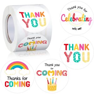 360 pcs thank you labels cute art stickers rainbow birthday stickers thank you for coming labels for packaging birthday baby shower party