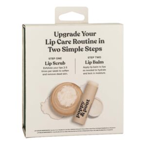 Poppy & Pout Lip Care Set | Lip Balm & Scrub | Sustainable Cardboard Tubes & Glass Jars, All Natural, Beeswax, Coconut Oil, Cruelty Free, Exfoliating & Moisturizing Lip Treatment (Marshmallow Cream)