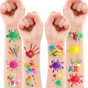 Art Temporary Tattoo Birthday Party Decorations Favors 8 Sheets (96PCS) Tattoos Stickers Cute Party Supplies Kids Girls Boys Gifts Classroom School Prizes Themed