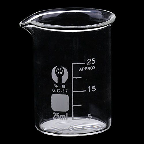 SGerste 10ml 25ml 50ml Glass Transparent Beaker Borosilicate Measuring Glass Beaker Glassware School Chemistry Laboratory Study Supplies