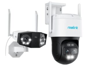 reolink 2.4/5ghz wi-fi 6 cameras, 180 degrees ultra-wide angle duo 2 wifi bundle with ptz trackmix wifi, outdoor security, color night vision