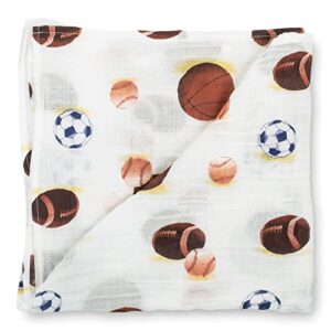 LollyBanks Swaddle Blanket | 100% Muslin Cotton | Newborn and Baby Nursery Essentials for Boys, Registry | Sports Print