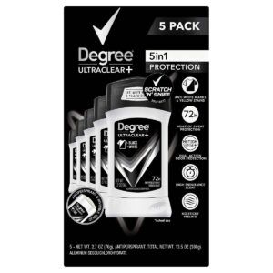 degree men ultraclear+ antiperspirant deodorant, black & white, 2.7 oz, 5-count