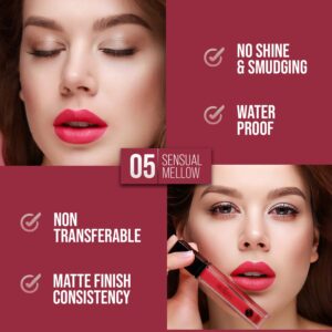 aden Tattoo Matte Lipstick - 7ML - Highly Pigmented - Provides Non-Shinny, Non Smudging and Velvety Finish – Water Proof Made in Italy (05 Sensual Mellow)