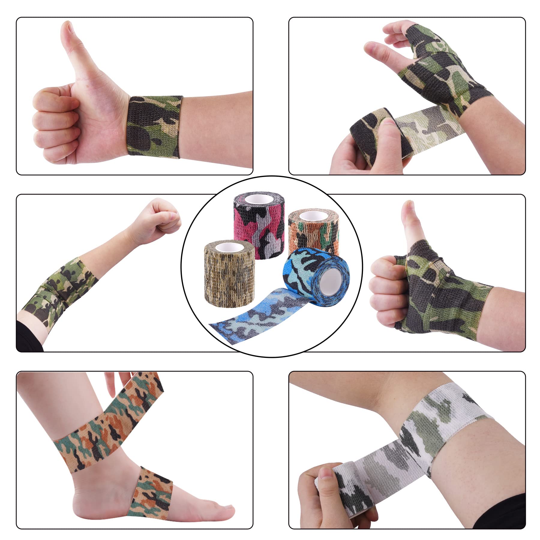 BQTQ 40 Rolls Self Adhesive Bandage Wrap 2 Inch Self Adherent Wrap Stretch Bandage Self Stick Bandage Athletic Wrap Tape Wound Wrap Bandgae for Wrist Ankle Swelling Sprains (Camo Color)