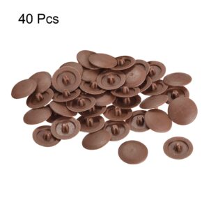 HARFINGTON Screw Cap Covers, 40pcs 11.5x3mm Plastic Screw Decoration Cover for Phillips Cam Fitting Nut Self-Tapping Screw, Coffee