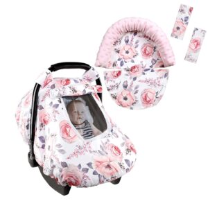 car seat covers for babies, car seat headrest & strap cover, winter carseat cover girls, pink floral