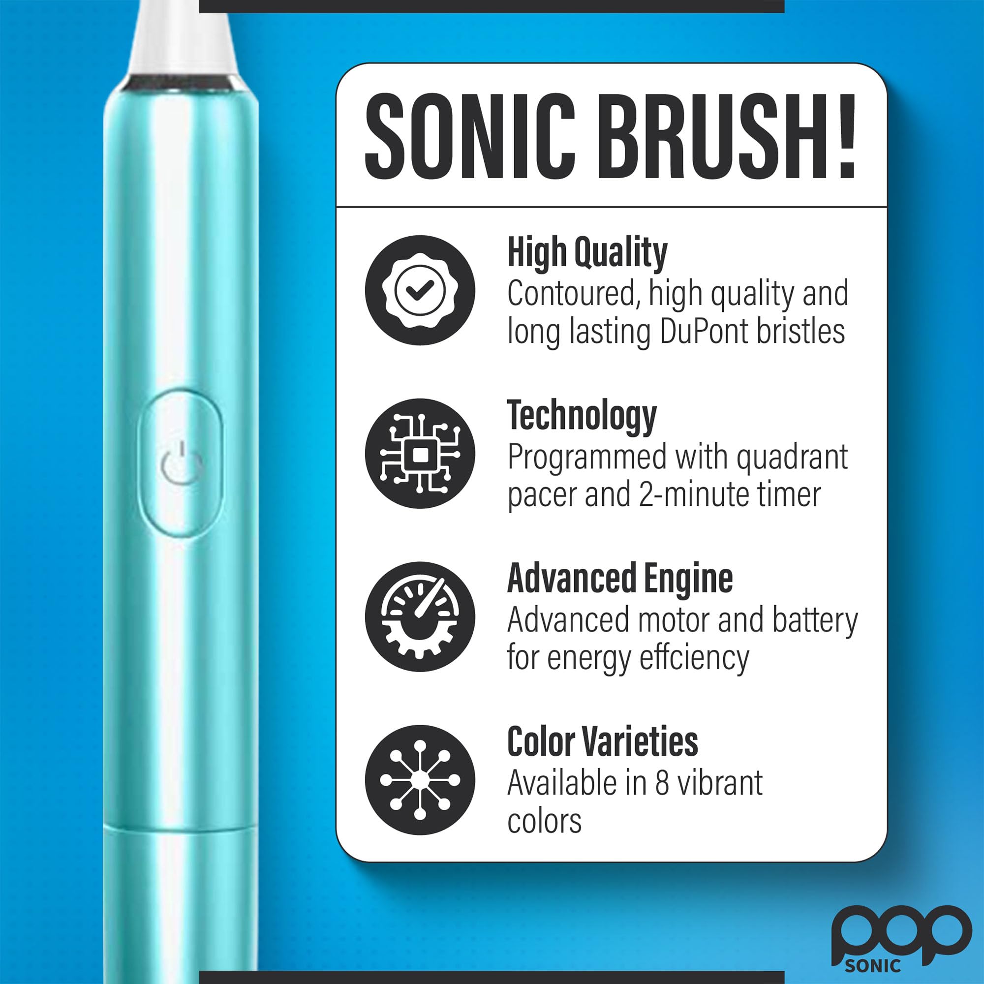 Go Plus Sonic Toothbrushes for Adults w/Electric Toothbrush Case (Teal) - Electric Toothbrush for Adults & Kids - Sonic Toothbrush w/ 2 Speeds - 18000-24000 Vibrations Per Minute