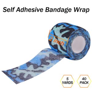 BQTQ 40 Rolls Self Adhesive Bandage Wrap 2 Inch Self Adherent Wrap Stretch Bandage Self Stick Bandage Athletic Wrap Tape Wound Wrap Bandgae for Wrist Ankle Swelling Sprains (Camo Color)