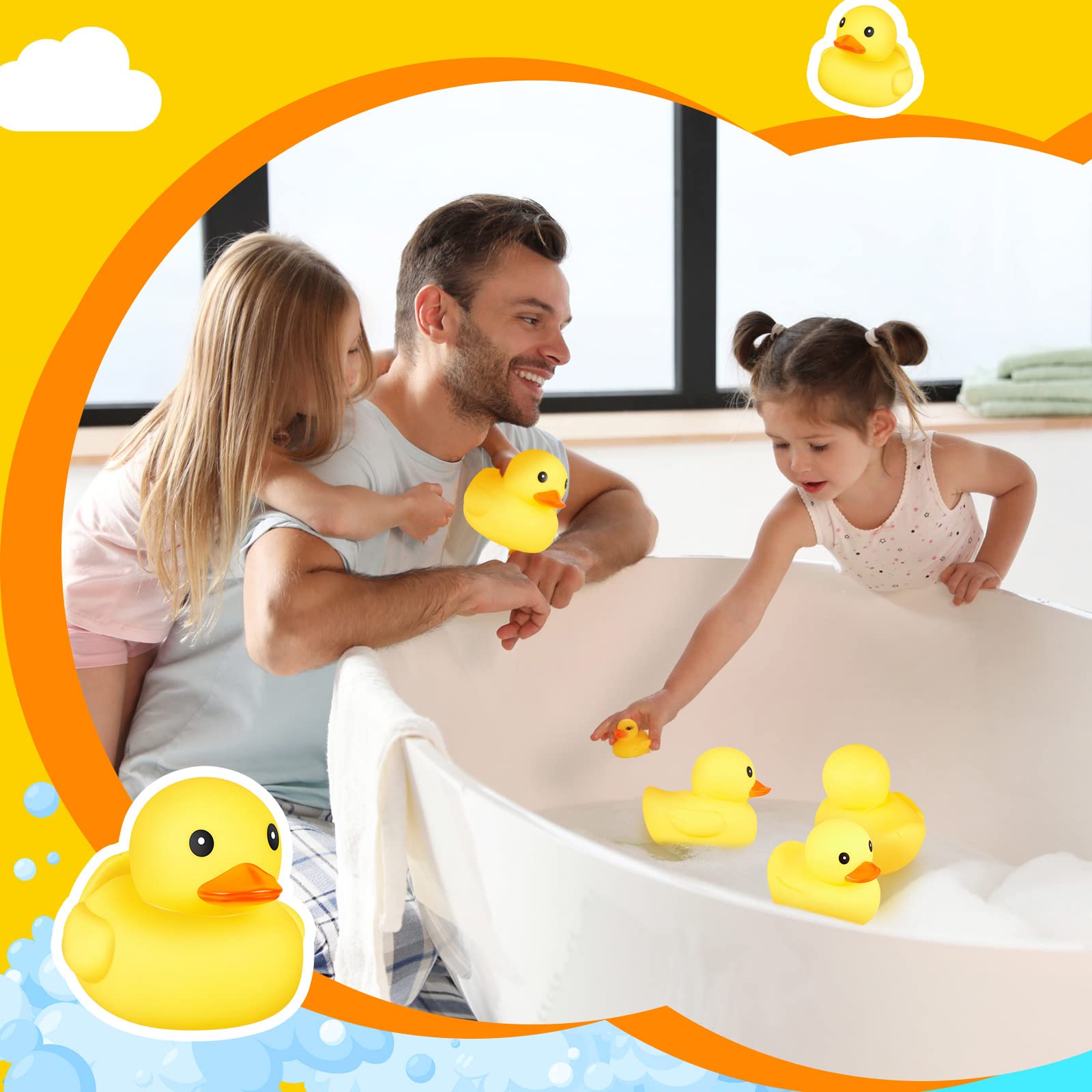 Deekin 10 Pcs 5 Inches Large Yellow Rubber Ducks Bulk Large Duck Bath Toy Squeak Rubber Duckie Bathtub Floating Bath Duck for Birthday Party Decoration Gift Swimming Pool