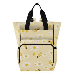 mnsruu diaper bag bee and flower diaper bag backpack multifunction travel diaper bag tote for baby boy girl large capacity toddler baby changing bags for moms dads