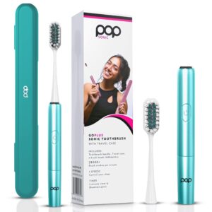 go plus sonic toothbrushes for adults w/electric toothbrush case (teal) - electric toothbrush for adults & kids - sonic toothbrush w/ 2 speeds - 18000-24000 vibrations per minute